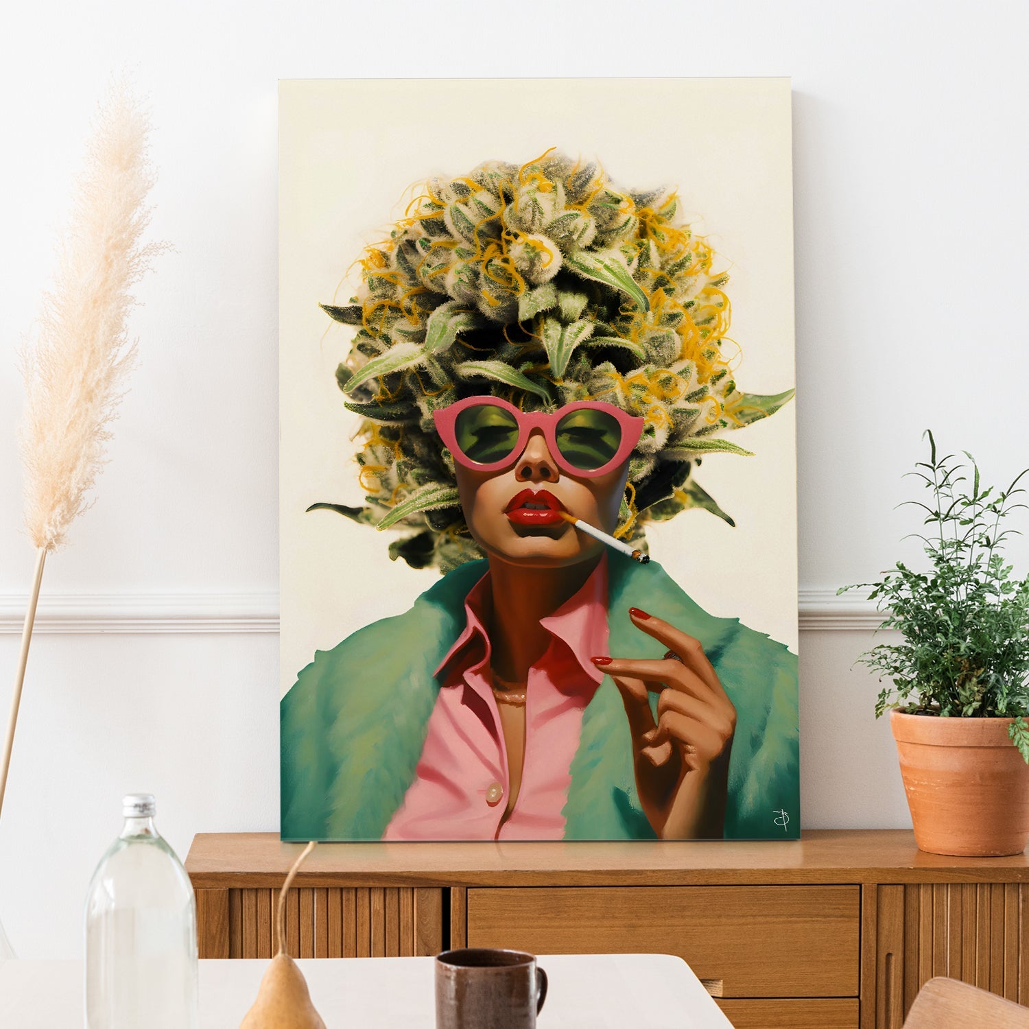 Afro Bloom Wall Art Painting, HD Canvas Print, Framed, Ready to Hang ...