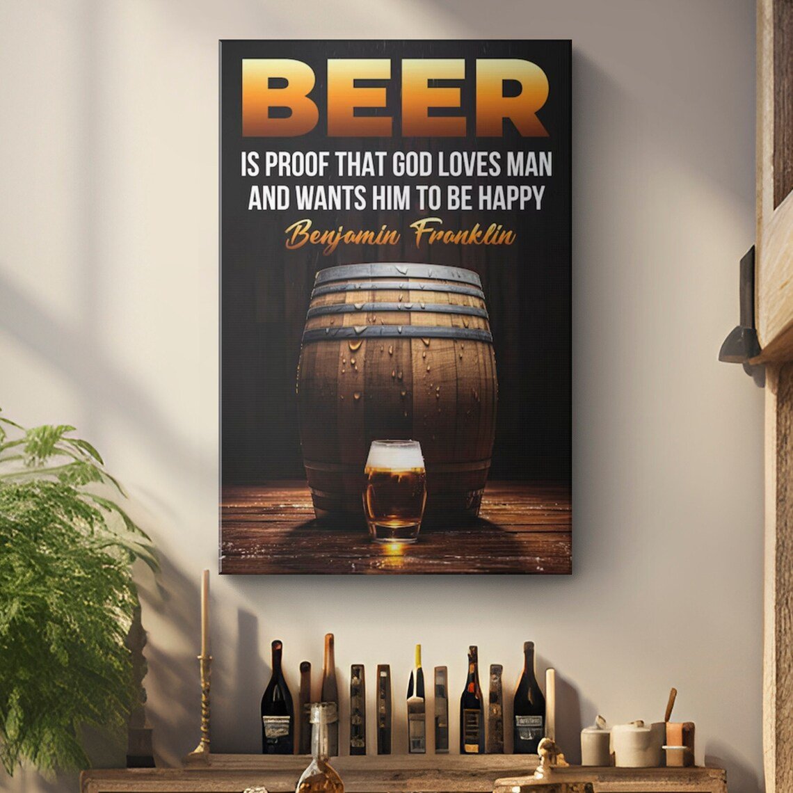 Bar Poster on Canvas, Framed, Large Size. For Cafes, Bars, Restaurants ...
