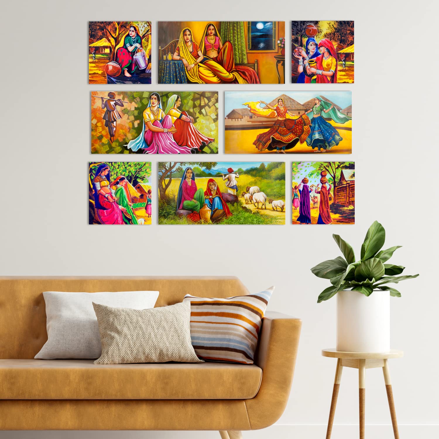 Ethnic Indian Village Canvas Painting - Exquisite Wall Decor – Paper ...