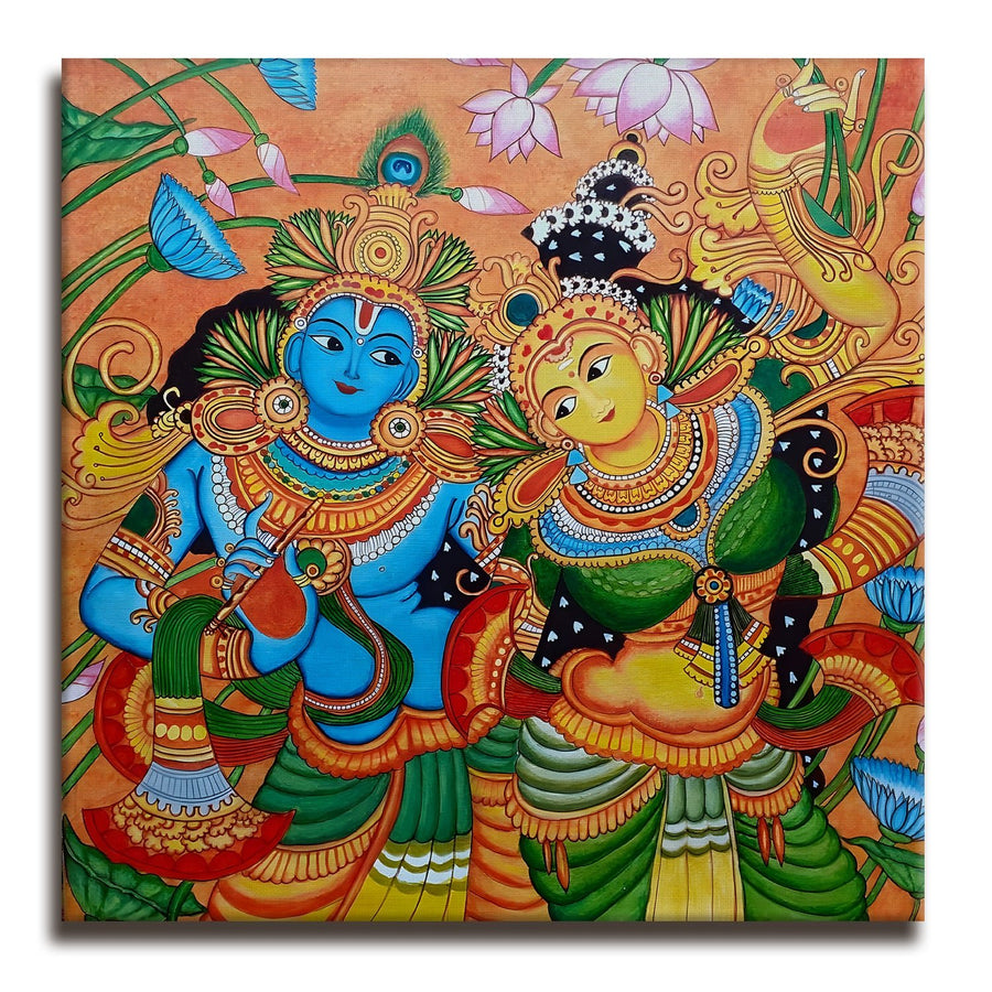Kerala Mural Indian Traditional Canvas Painting with Large Framed ...