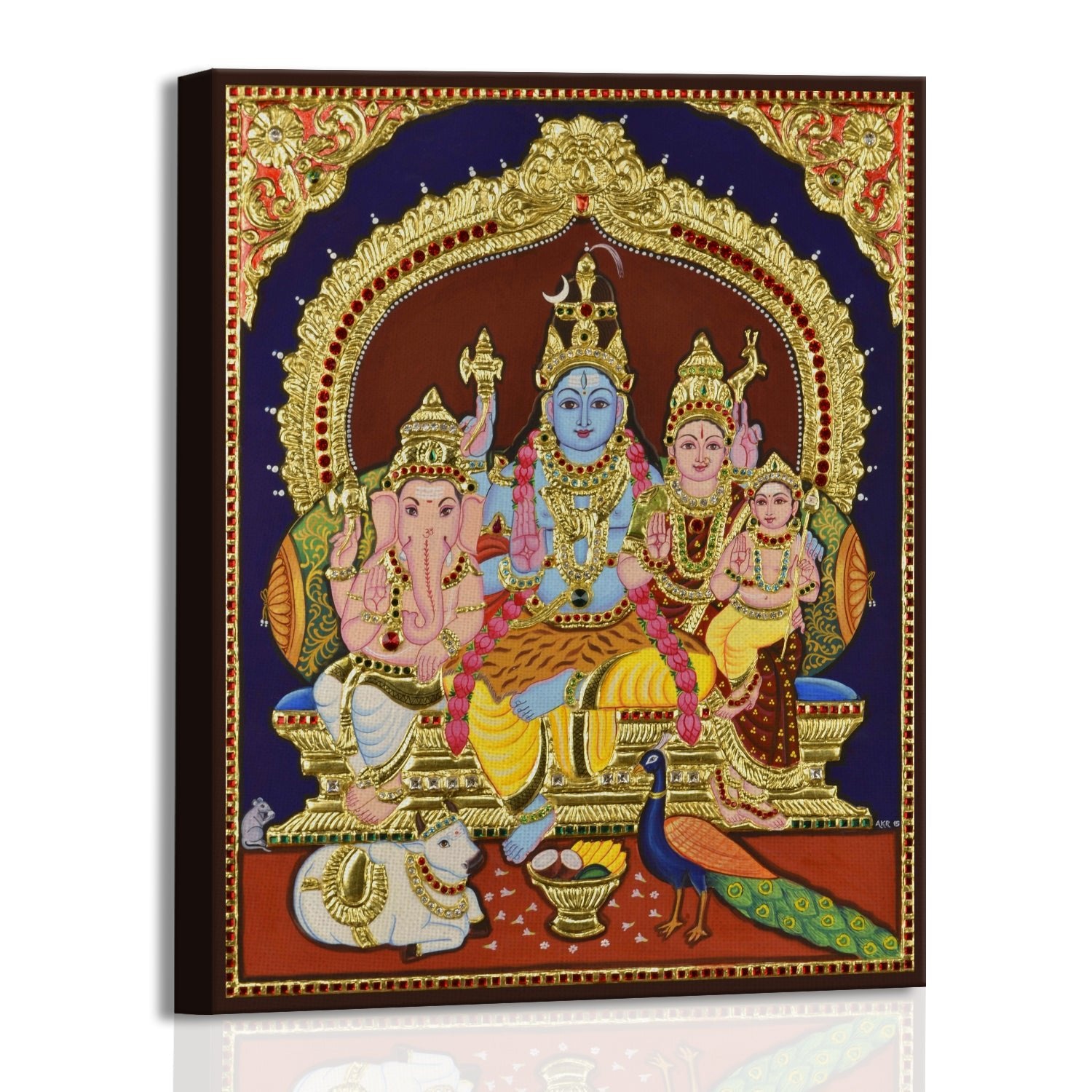 Tanjore Indian Traditional Canvas Painting with Large Framed Canvas ...