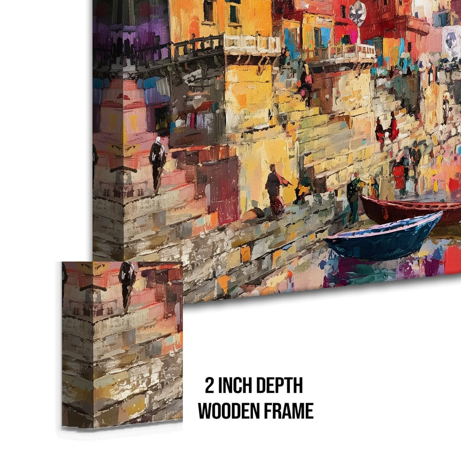 Ethnic Traditional Indian Varanasi Ganga Ghat Banaras Wall Art Canvas ...