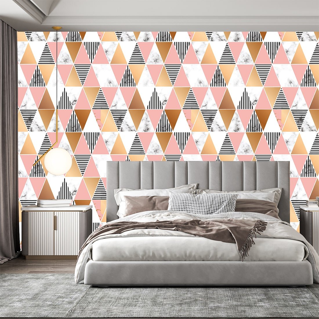Elevate Your Living Room with Geometric Triangles Shapes Stone ...