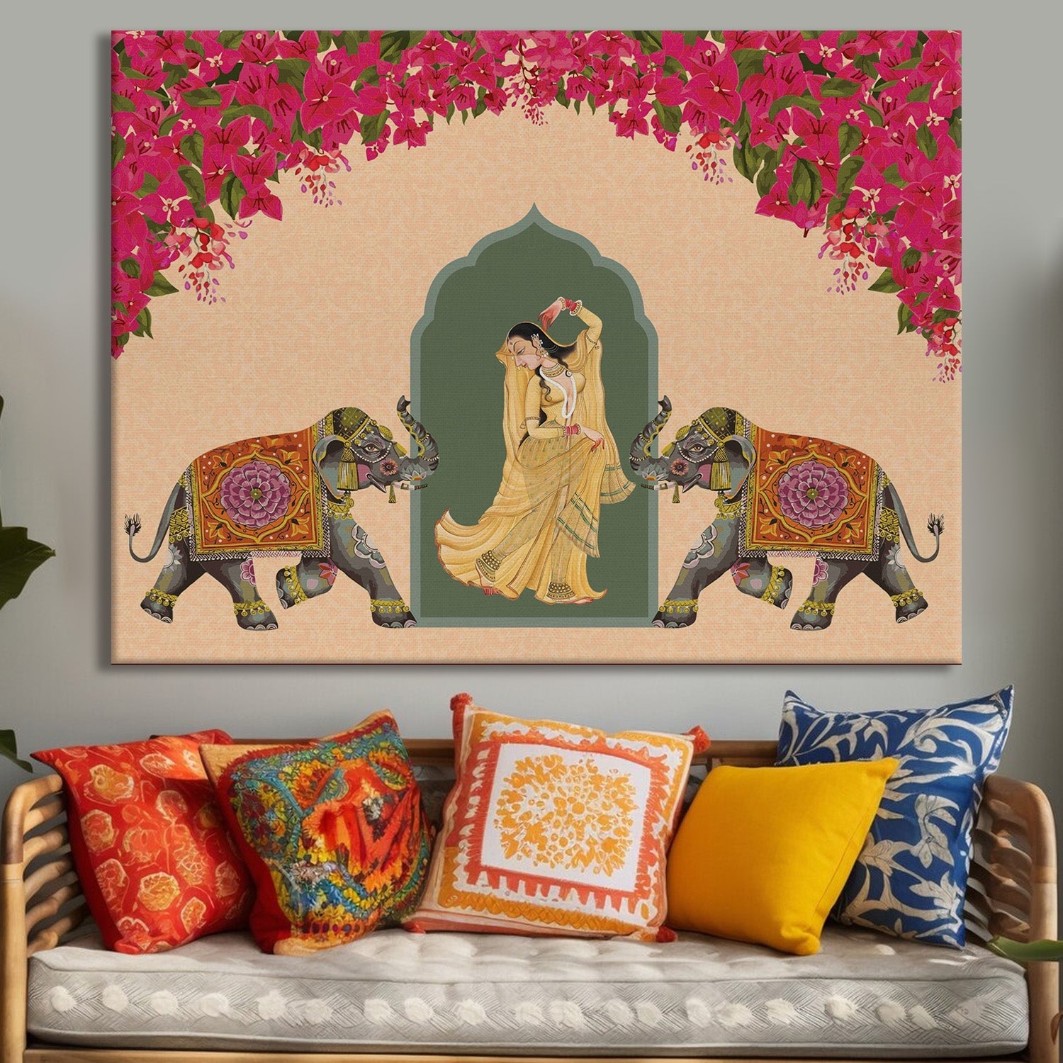 Indian Ethnic Traditional Wall Art Large Size Canvas Painting For Home ...