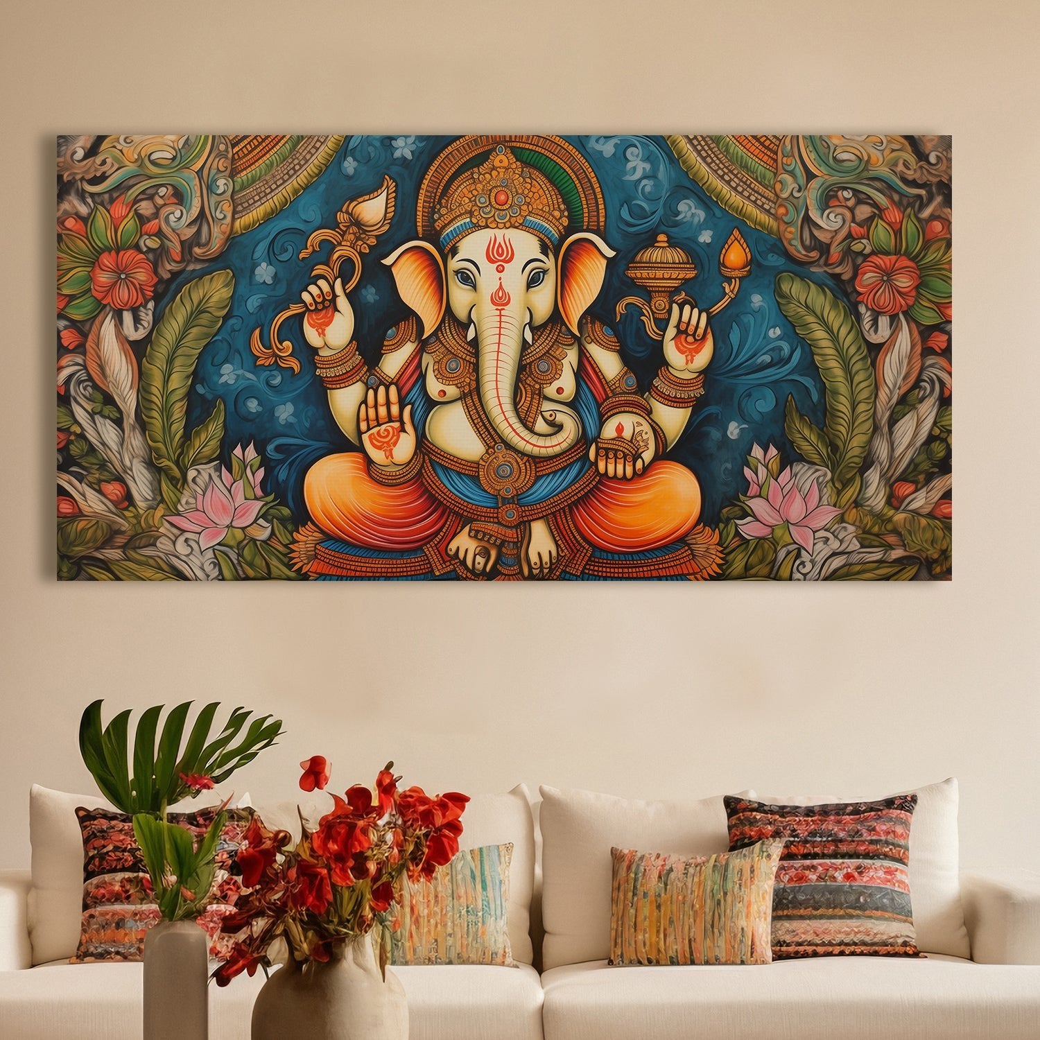 Divine Blessings: Lord Ganesha Canvas Painting for Home and Office ...