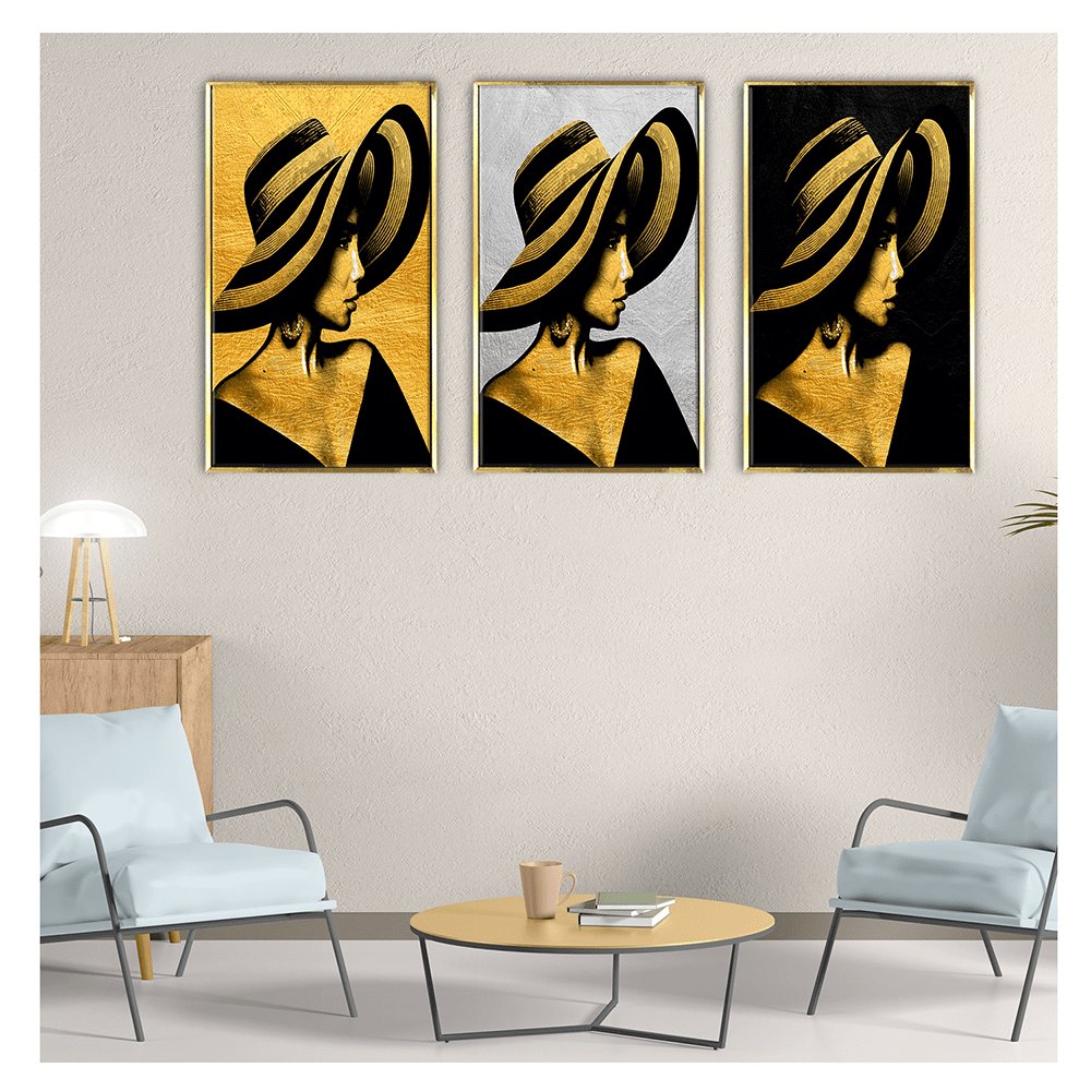Luxury High End lady Painting (3_Panels) – Paper Plane Design