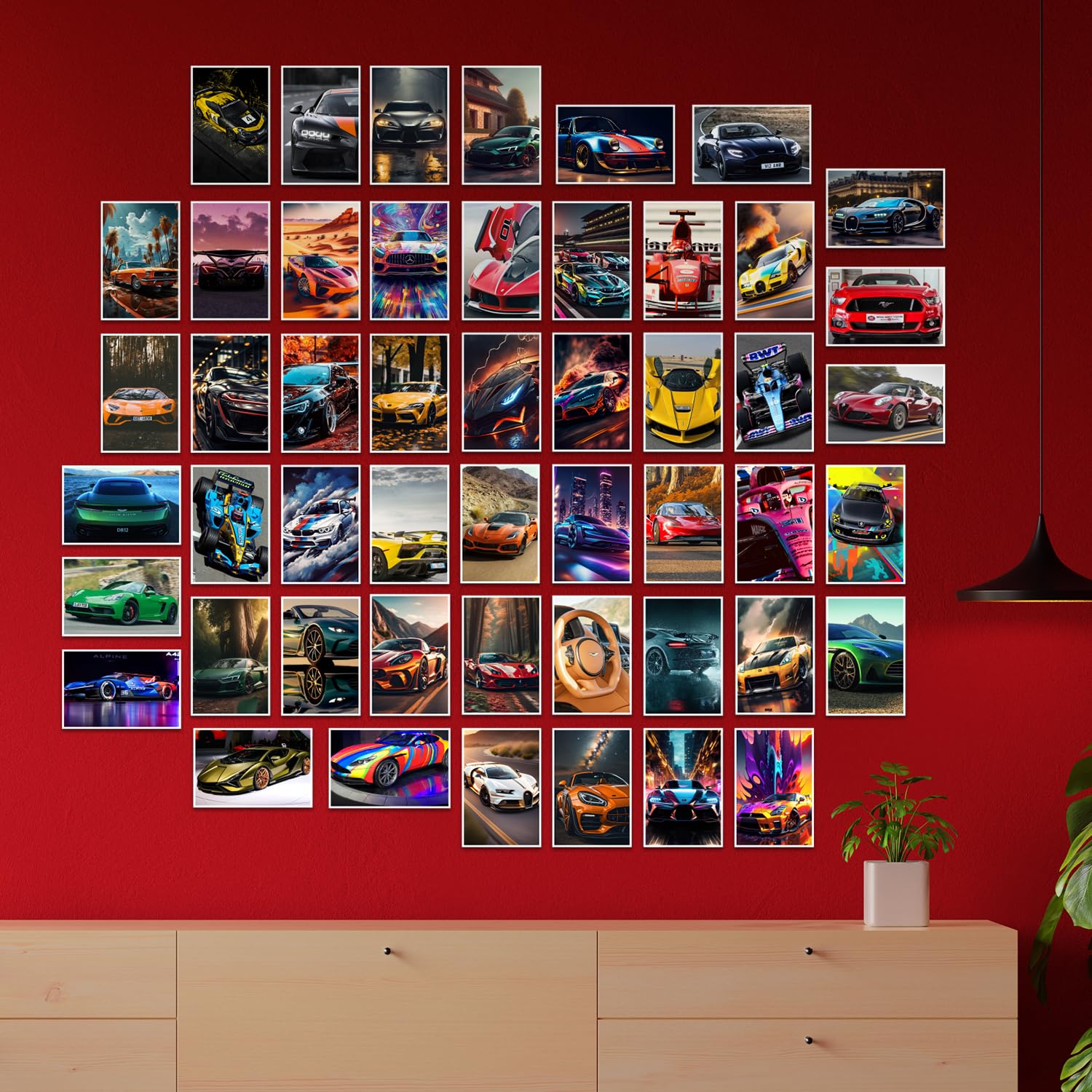 PAPER PLANE DESIGN Cars Vintage Luxury Sports Car Posters Collage Kit ...