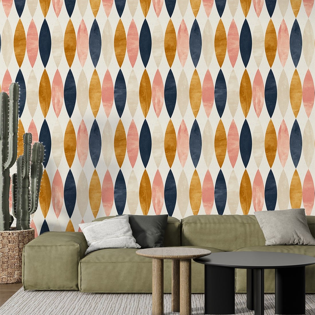 Self Adhesive geometric Multicolor wallpaper Mural – Paper Plane Design