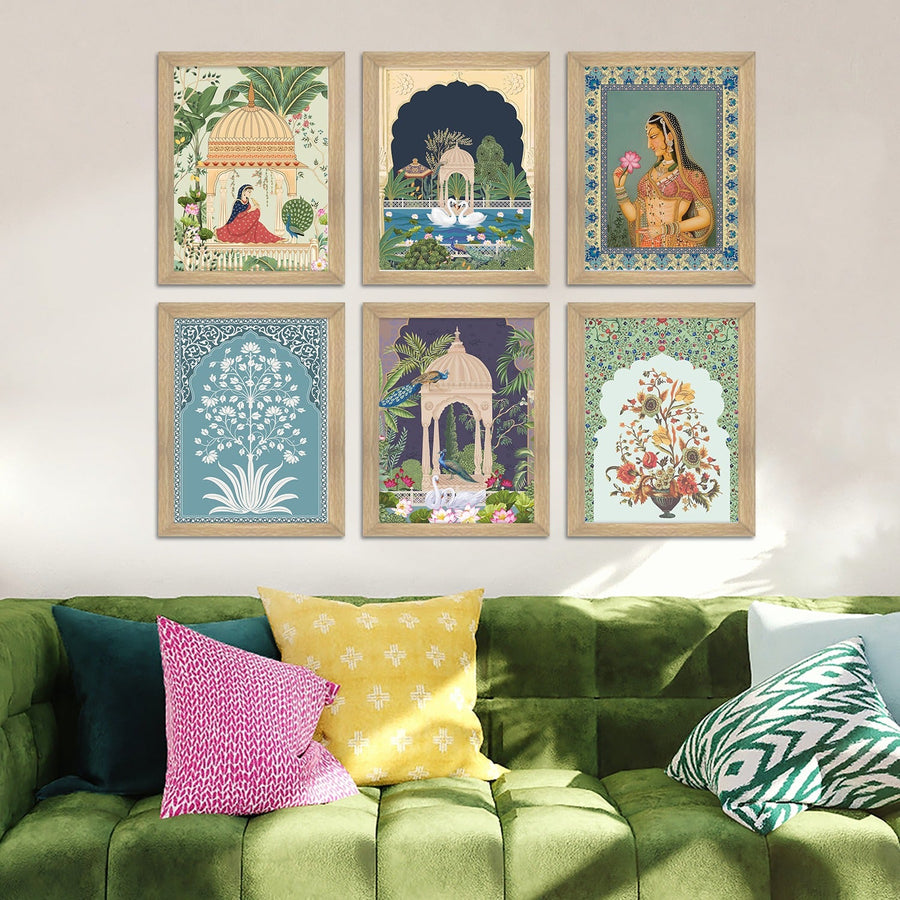 Indian Traditional Canvas Painting with Large Framed Wall Art – Paper ...