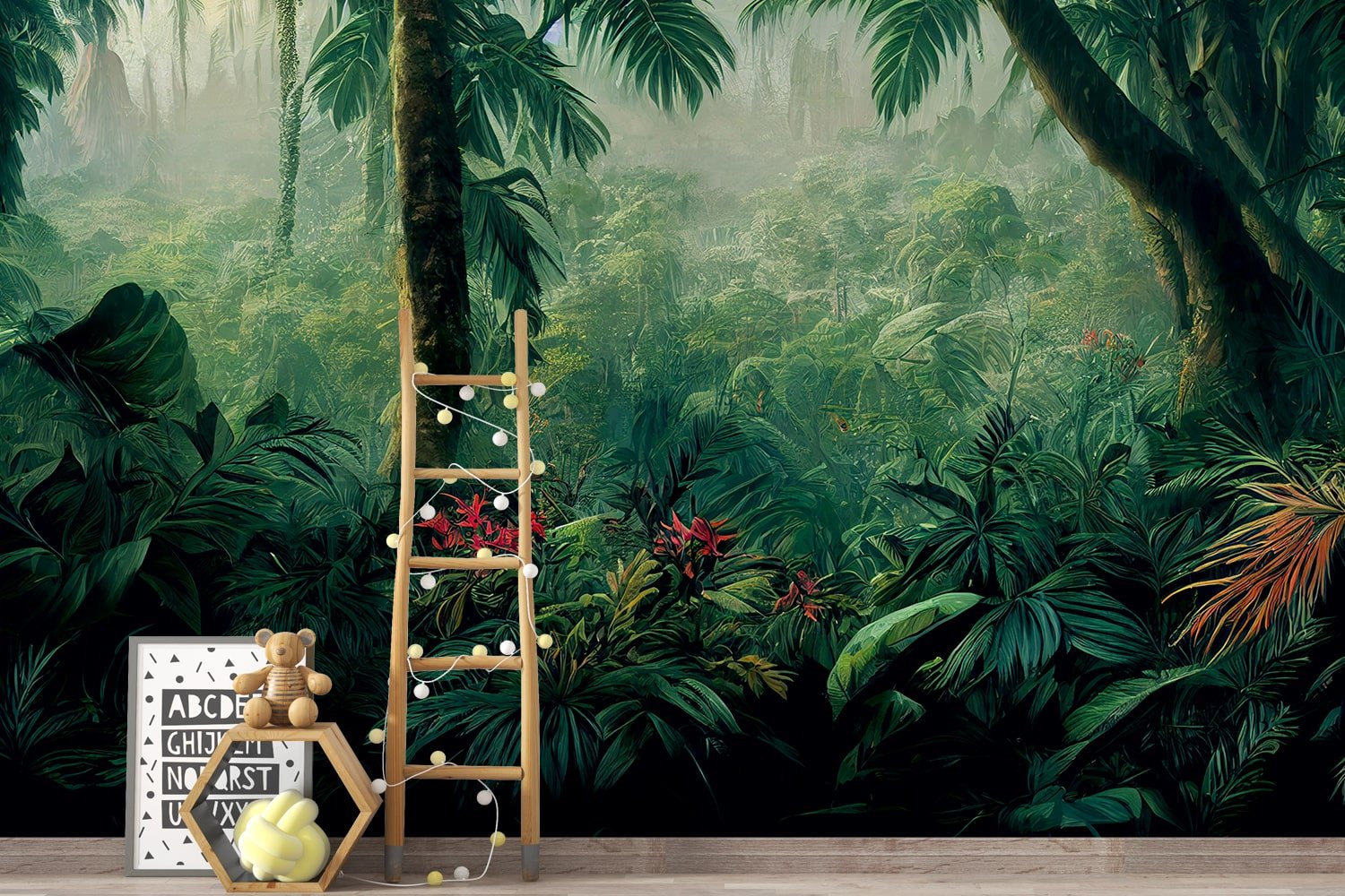 Tropical Oasis with Tropical Forest Wall Mural for Your Living Room ...