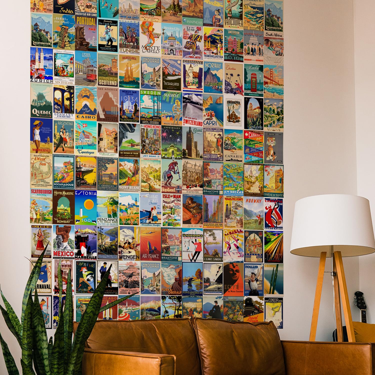 Vintage Travel Posters Set of 120 Small Wall Poster Set Wall Collage f ...